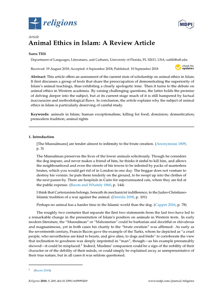 Animal Ethics in Islam: A Critical Review | PDF | Animal Rights | Rights
