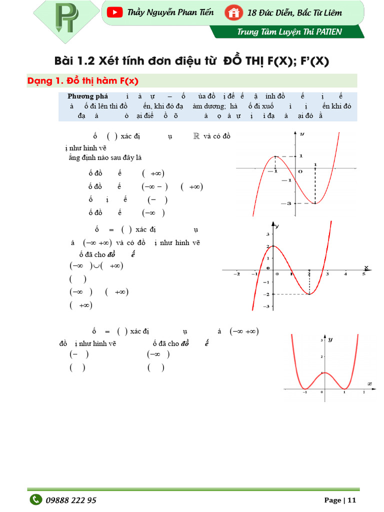 Bai 12 Tinh Don Dieu Cua Ham So Qua Do Thi FX Do Thi FX | PDF