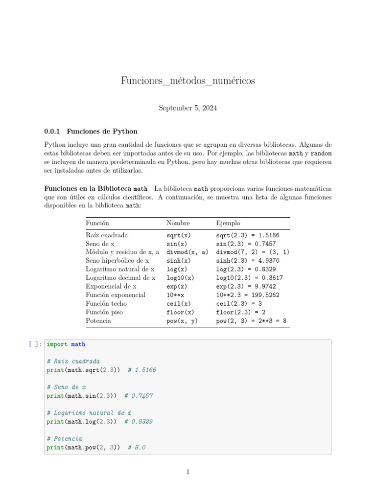 Funciones Matemáticas en Python | PDF | División (Matemáticas) | Python (lenguaje de programación)