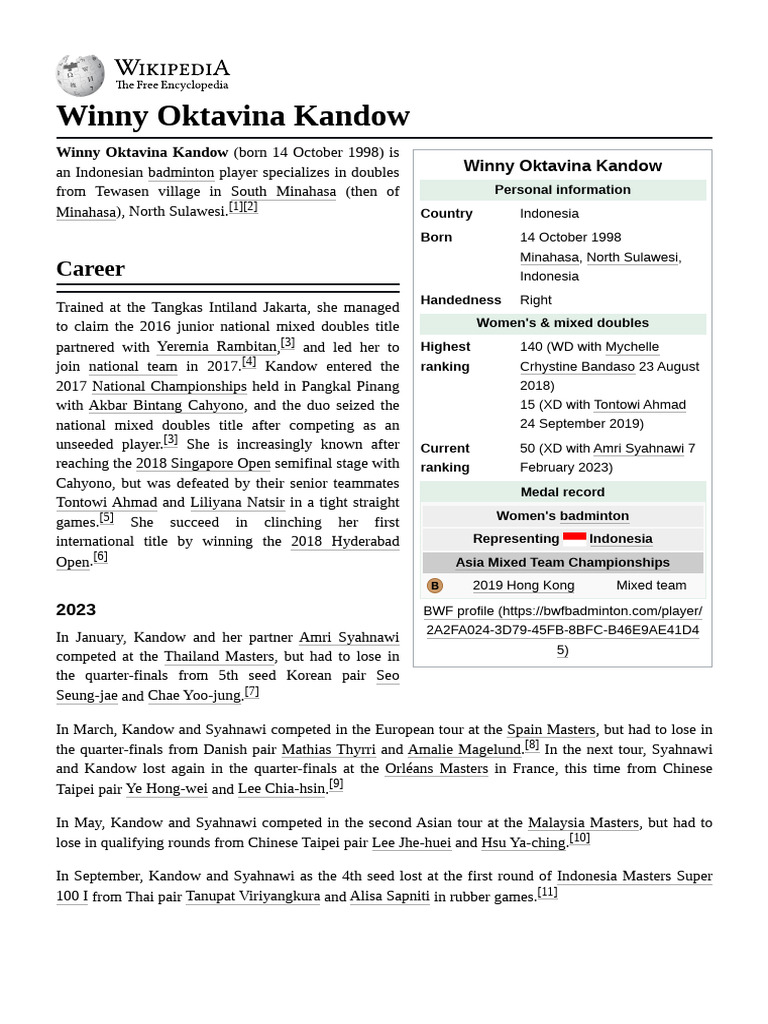 Winny_Oktavina_Kandow | PDF | Sports Competitions