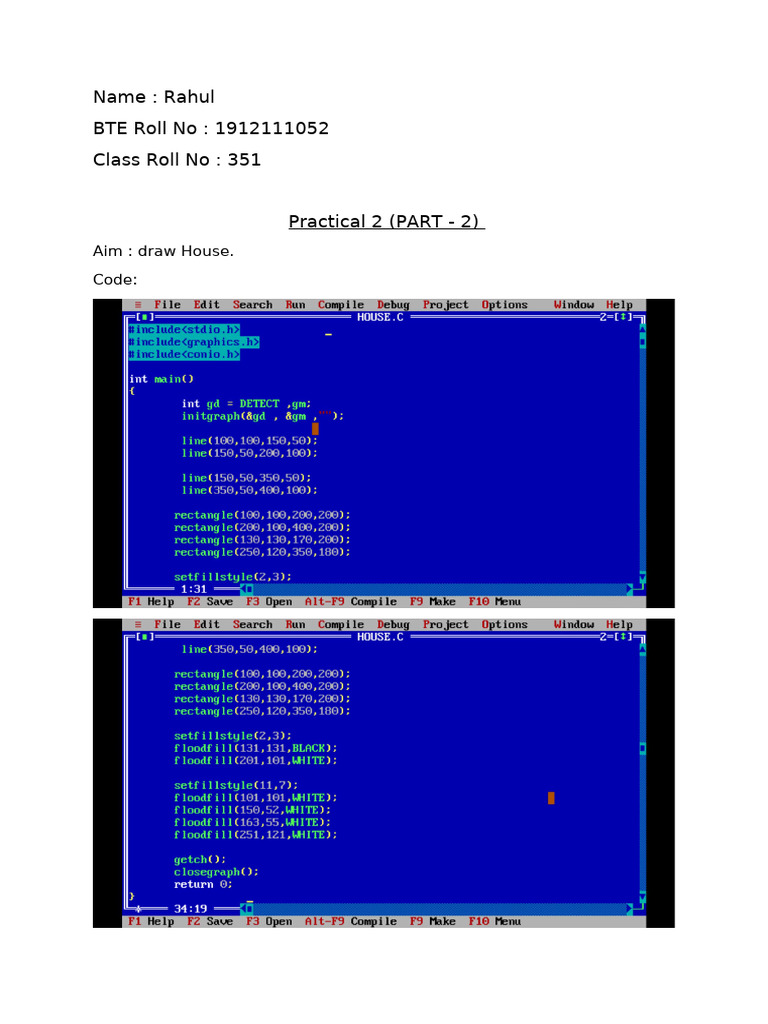 Practical 2 (PART 2) (Draw House) Wewe | PDF