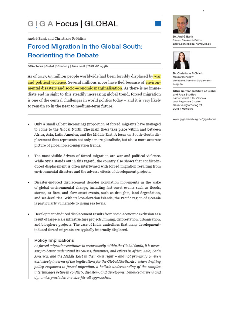 Forced Migration Trends in the Global South | PDF | Cost Of Living ...
