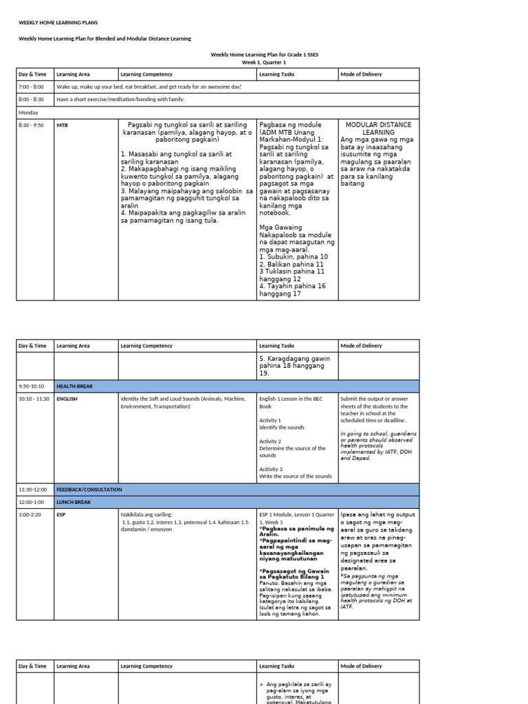 WHLP Grade 1 Q1 Week 1 | PDF