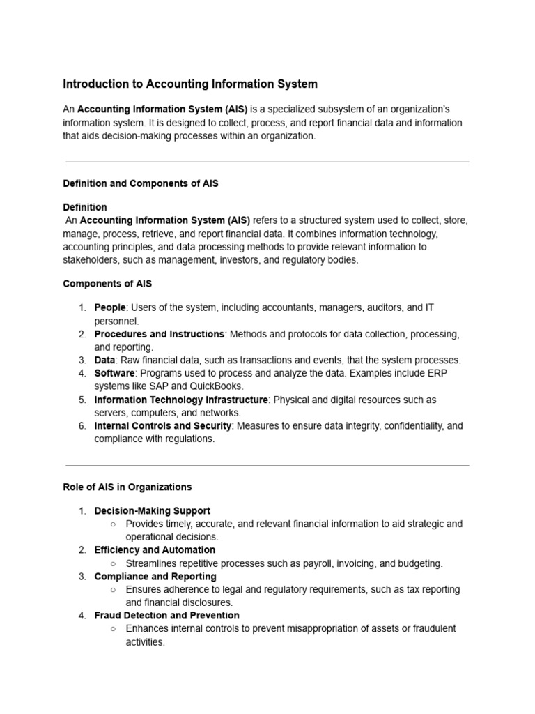Introduction To Accounting Information System | PDF | Accounting | Internal Control