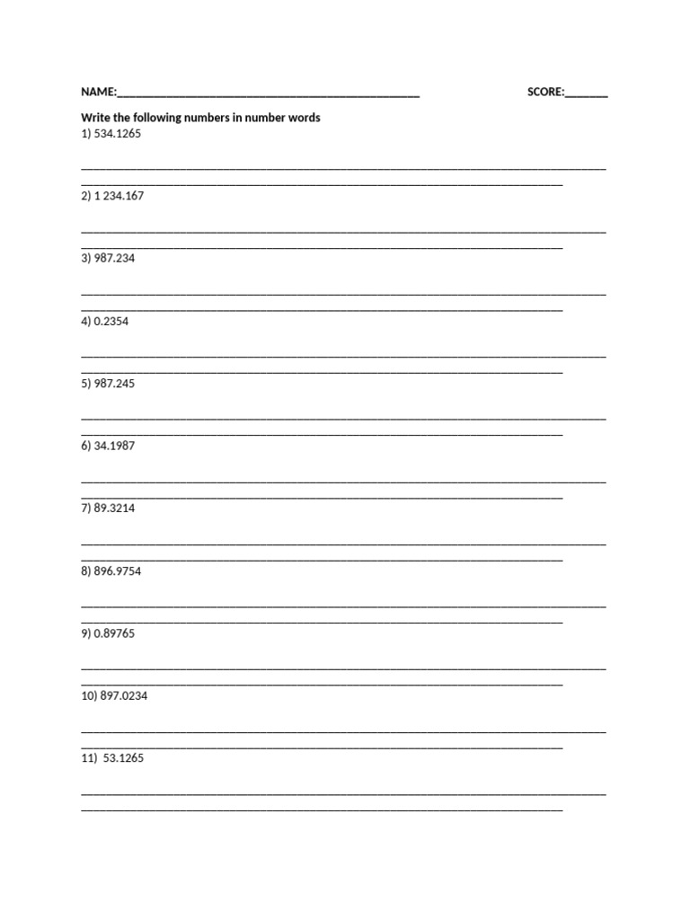 Renaming Decimal Numbers | PDF