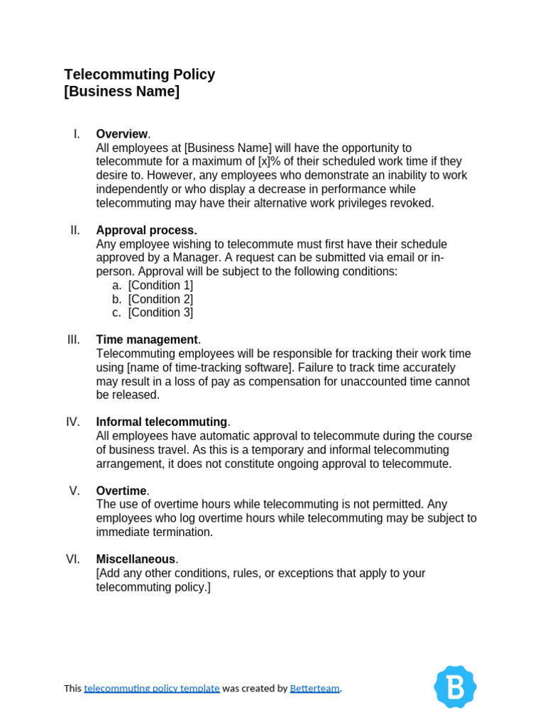 telecommuting-policy-template-07012020 | PDF