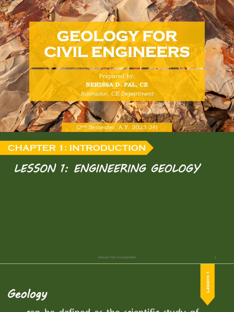GEOLOGY FOR CIVIL ENGINEERS (Lesson 1-6) | PDF | Geology | Earth Sciences