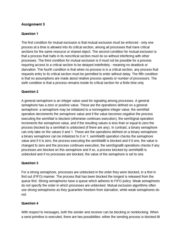 CS 4348 Assignment 3 | PDF | Process (Computing) | Operating System