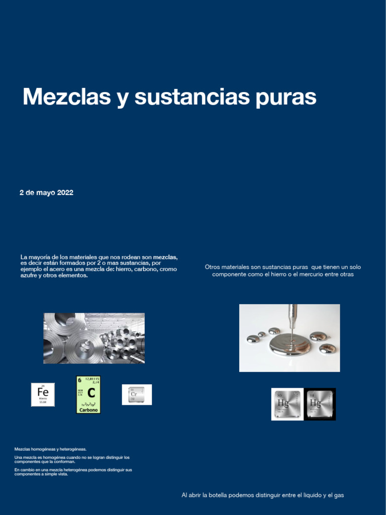 Materia y Sustancias Puras | PDF | Átomos | Mezcla
