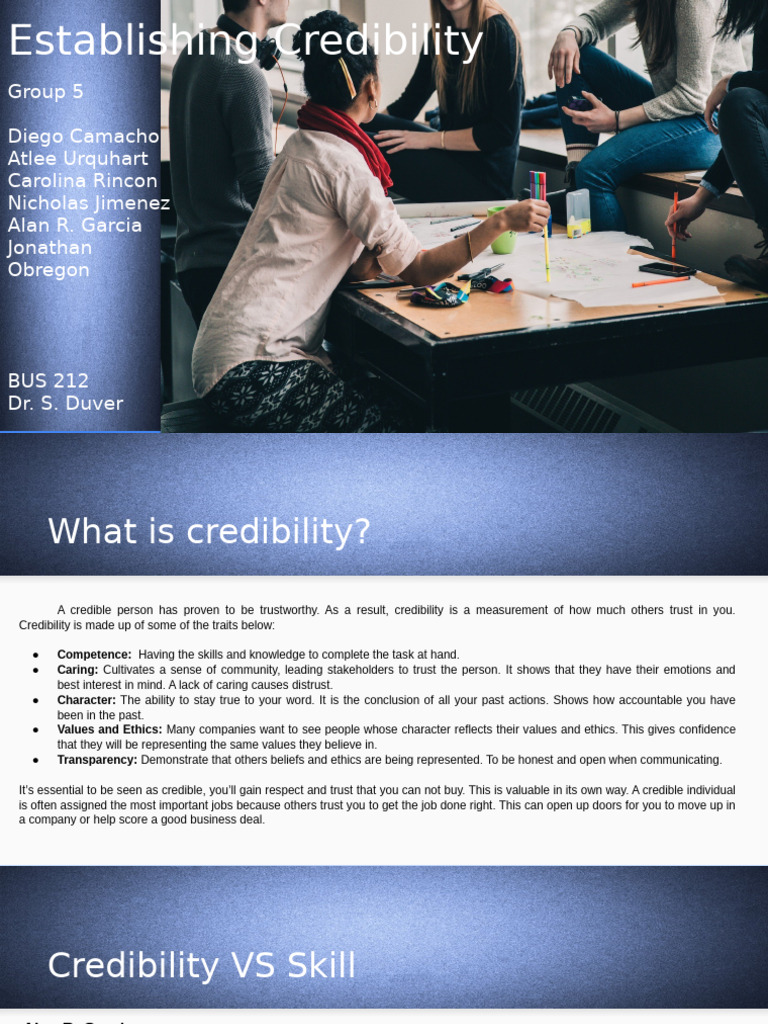 Establishing Credibility BUS 212 | PDF | Credibility | Social Psychology