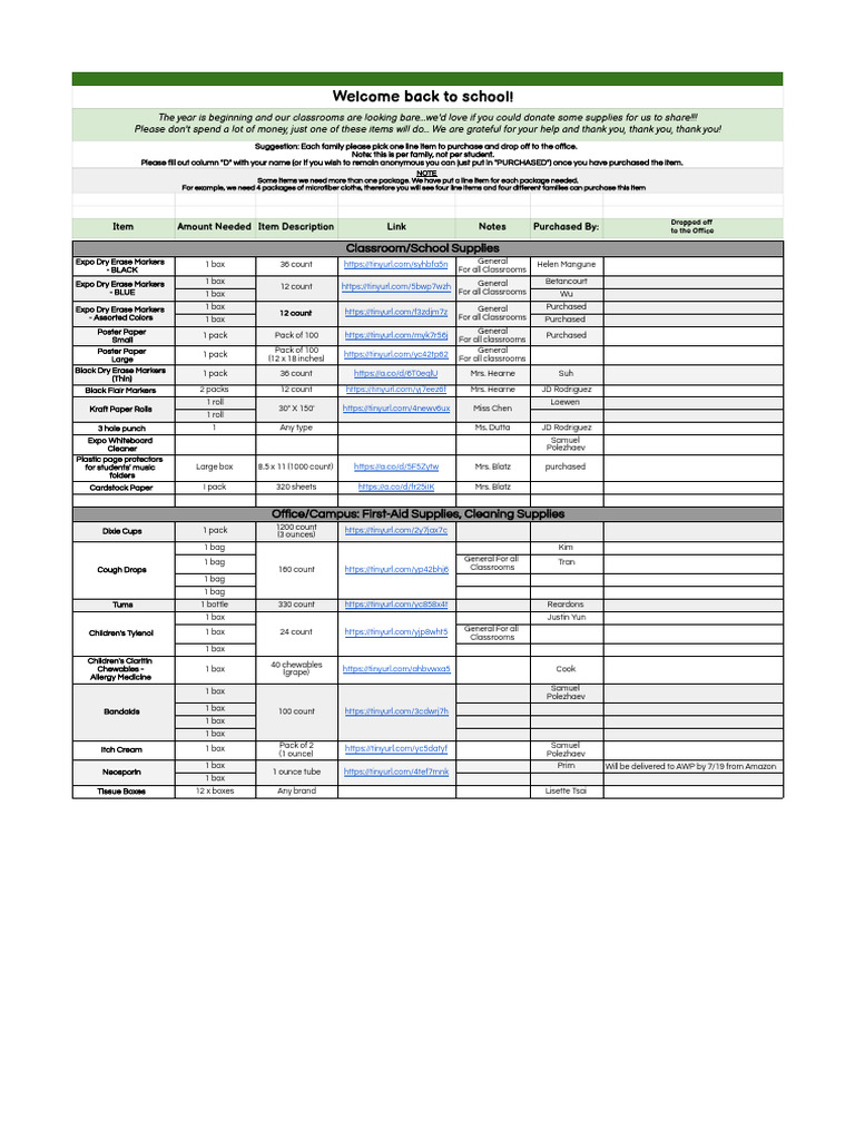 General Acaciawood Supply & Wish List - 2024-25 General Supply & Wish ...