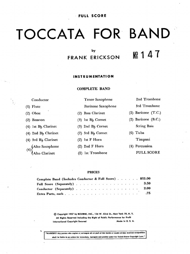 Toccata For Band Full Score | PDF
