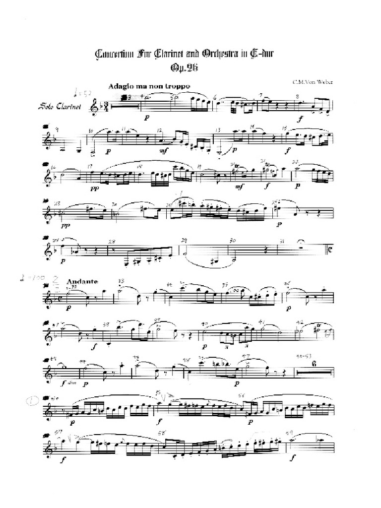 Clarinet Concertino in E Flat op.26-C.M. Von Weber | PDF