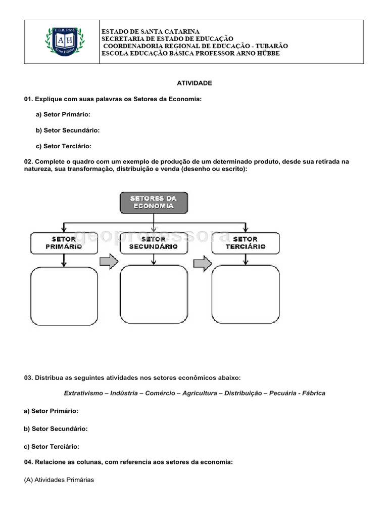 Setores da Economia: Definições e Exemplos | PDF