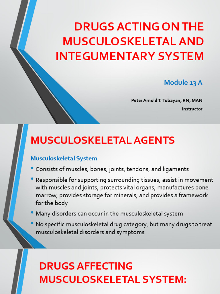 Pharmacology 2021 Module 13a Drugs Acting On The Musculoskeletal and ...