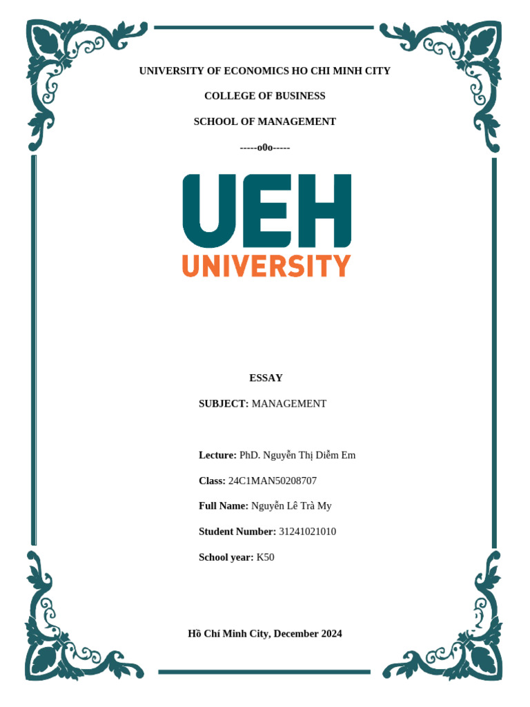 Bìa tiểu luận EOM | PDF