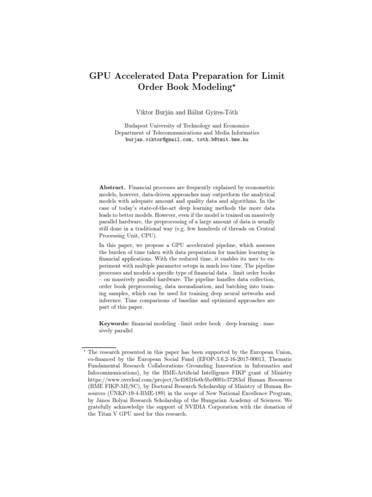 (9dok - Org) Order Book Modeling | PDF | Deep Learning | Graphics Processing Unit