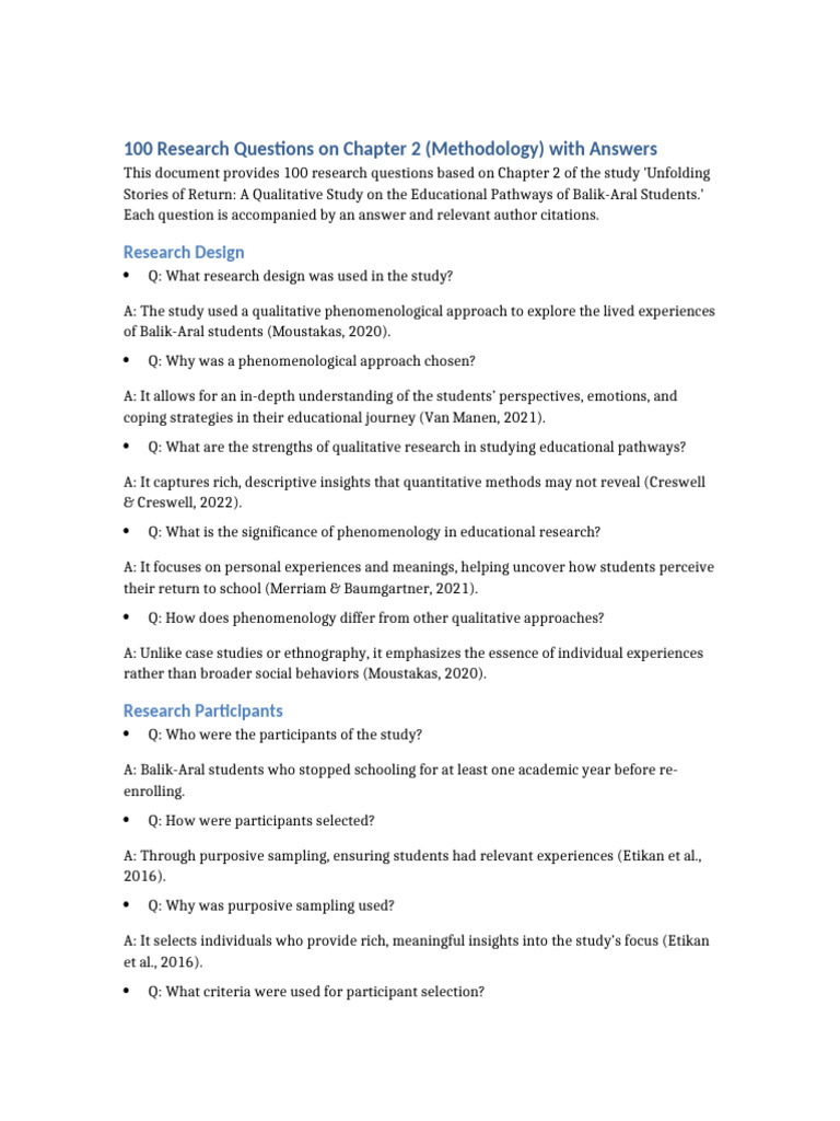 Research Questions Chapter 2-1 | PDF | Qualitative Research ...