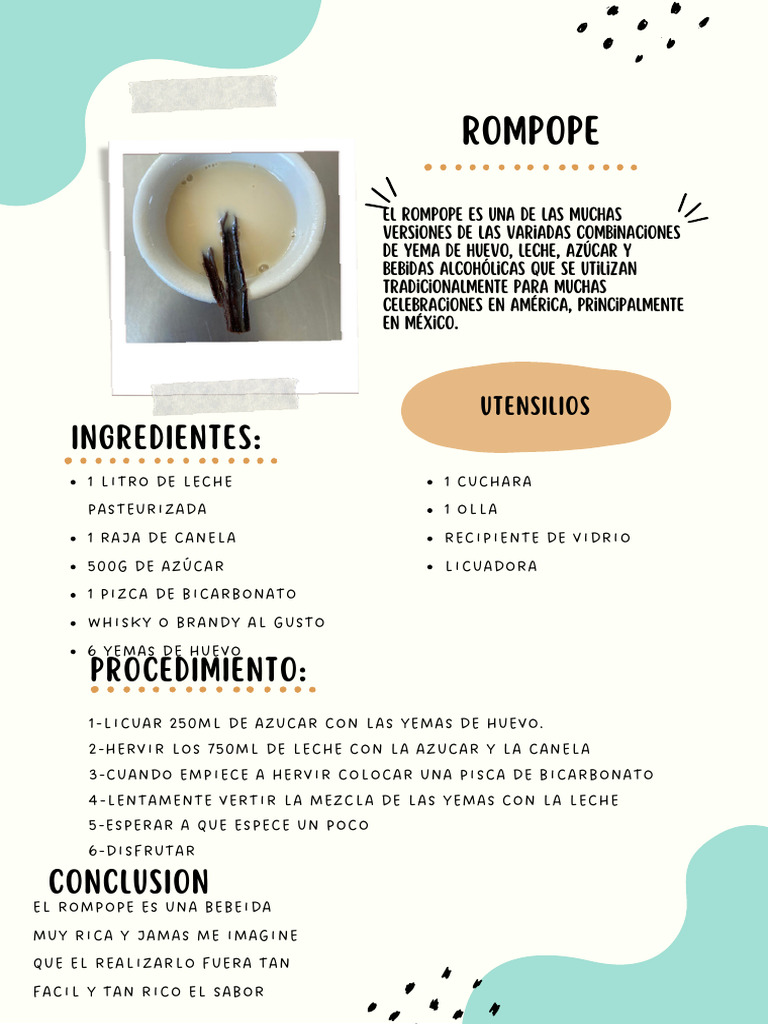 Recetas de Rompope y Cajeta Casera | PDF | Cocina | Bebida