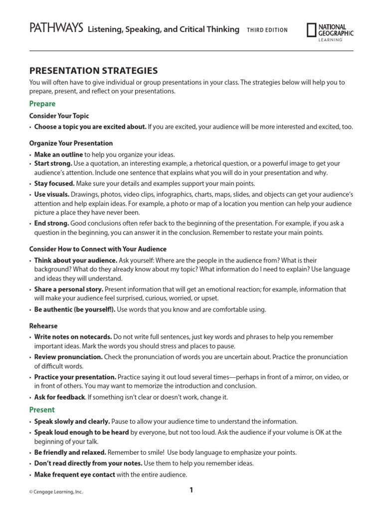 PathwaysLS3e LessonResources PresentationStrategies Outline | PDF ...