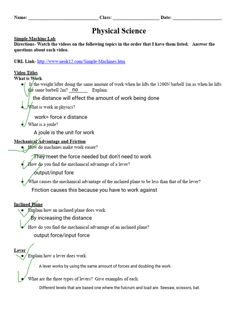 Kami Export - Simple Machines-Virtual Lab# | PDF | Lever | Mechanics