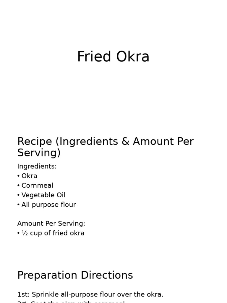 Fried Okra Recipe & Health Benefits | PDF
