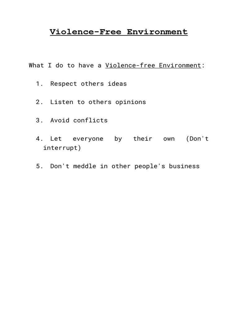 Violence Free Environment | PDF