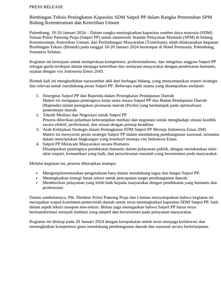 Peningkatan Kapasitas SDM Pol PP | PDF