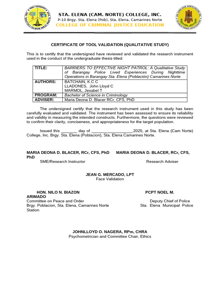 Group 3 - Validation Form 1M | PDF | Criminal Justice | Crime & Violence