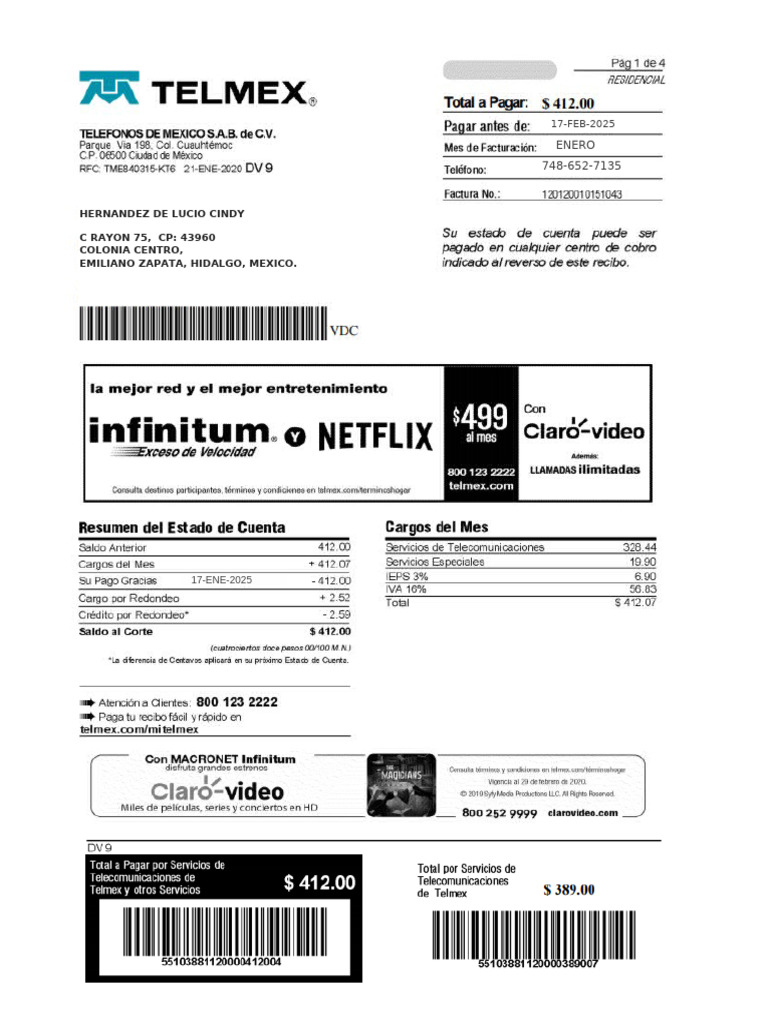 Recibo de Telefono Cindy | PDF