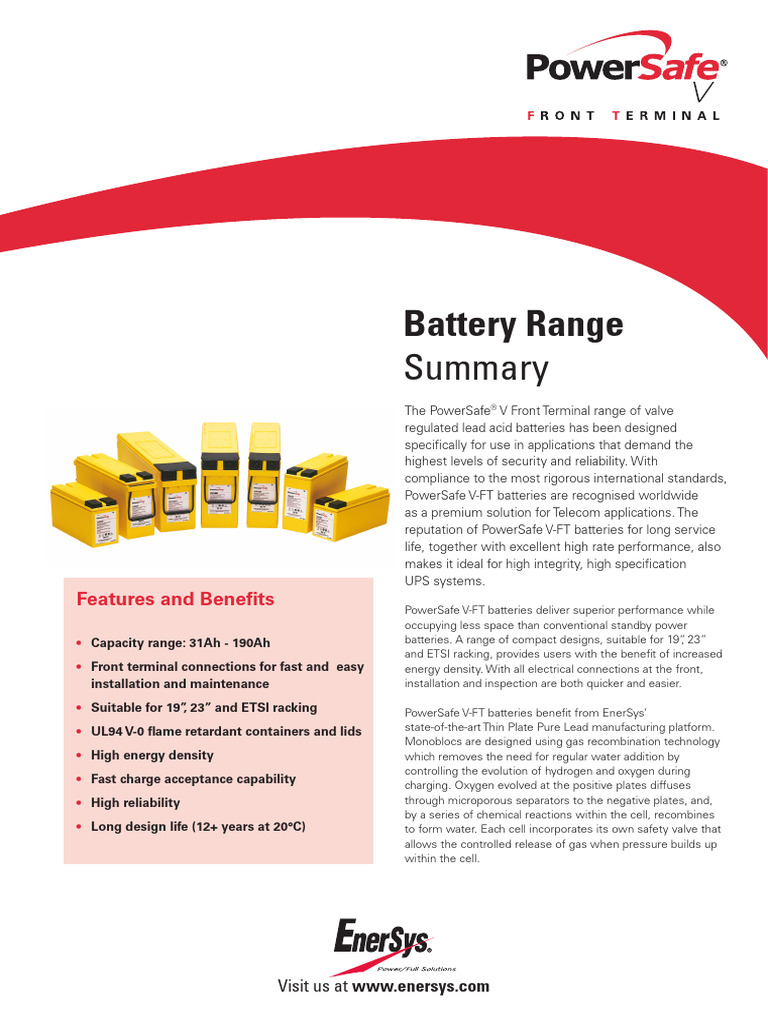 PowerSafe V-FT - Range Summany | PDF | Electricity