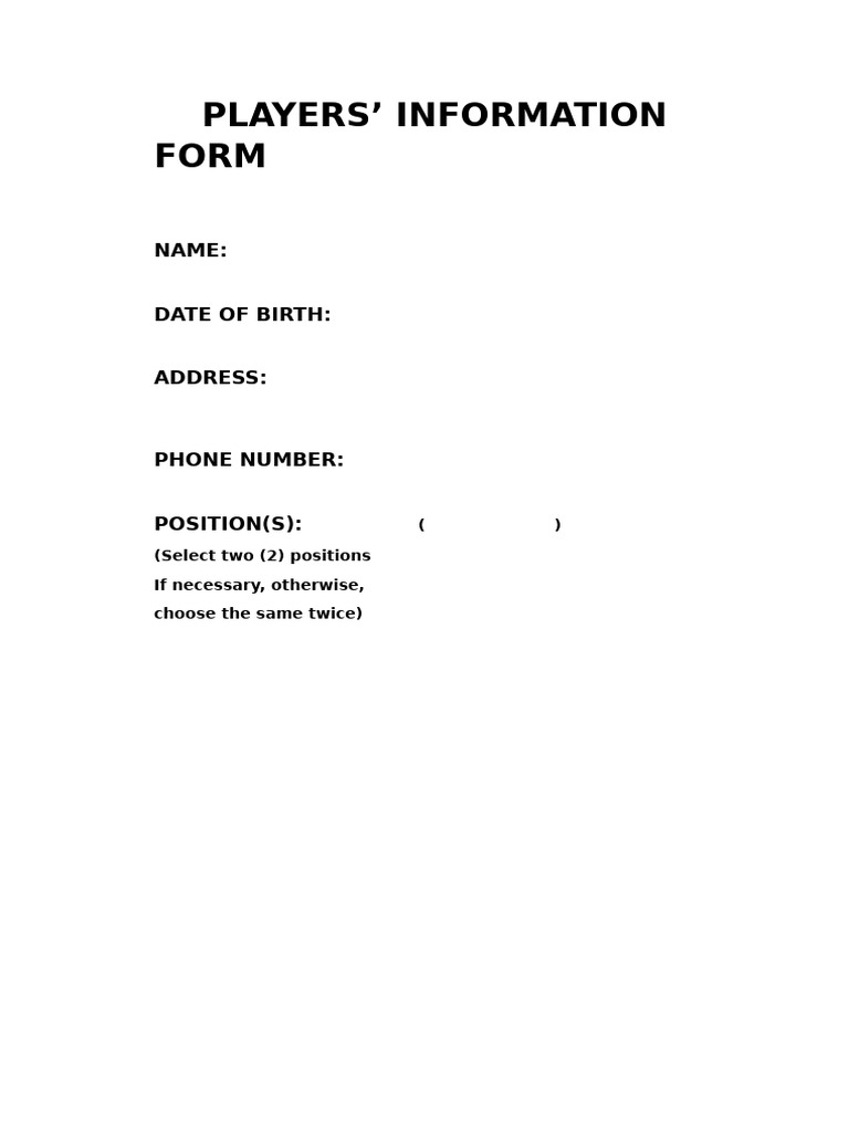 Youth Sports Registration Form | PDF
