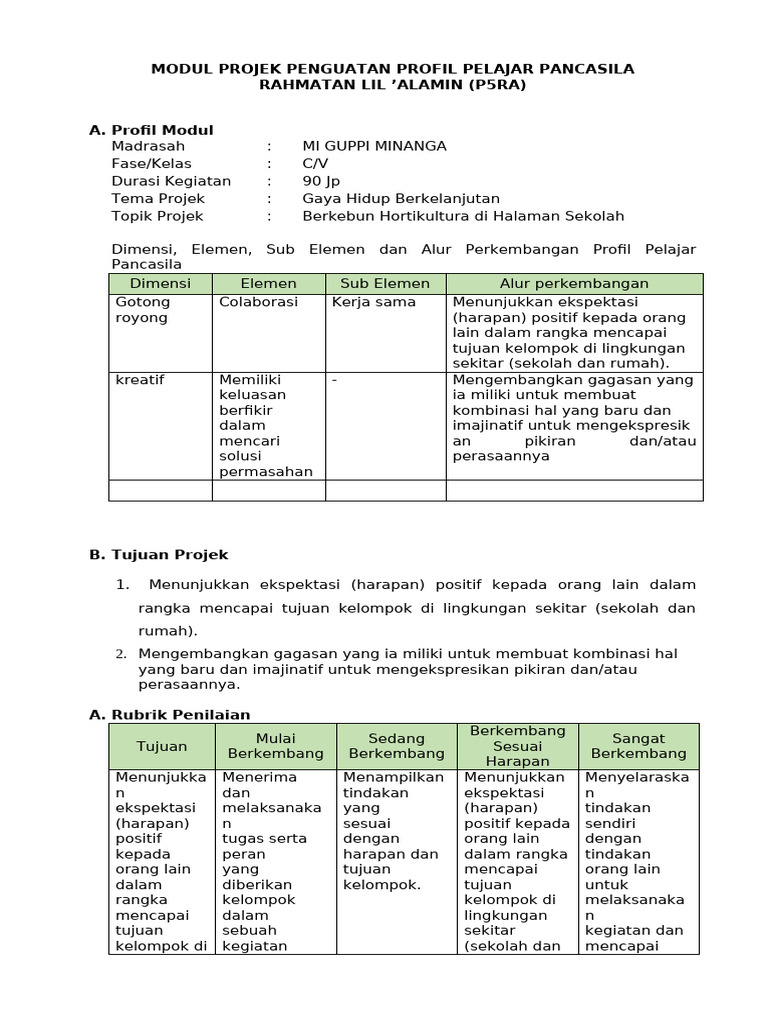Template Modul P5ra-Lengkap | PDF