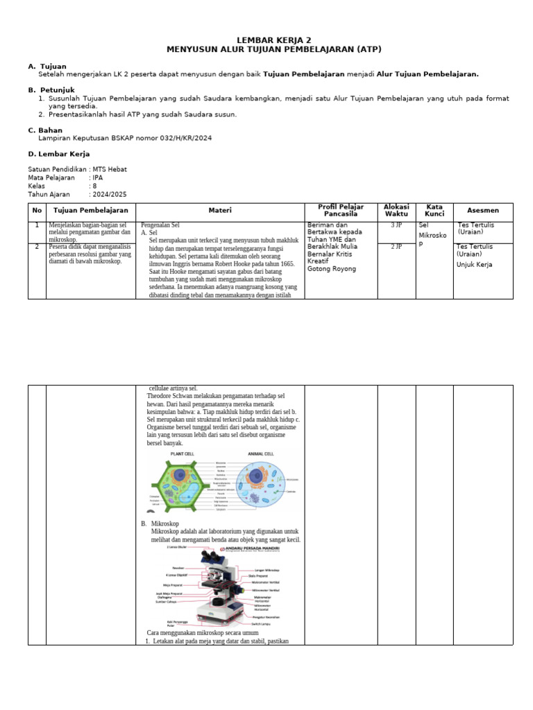 LK 2 Menyusun ATP - IPA 8 | PDF