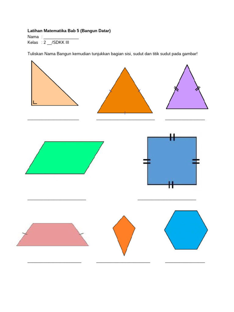 Latihan Matematika Bab 5 (Bangun Datar) | PDF