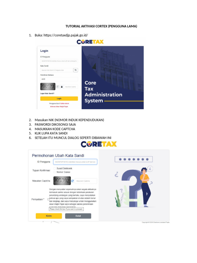 Tutorial Aktivasi Coretax 2025 | PDF
