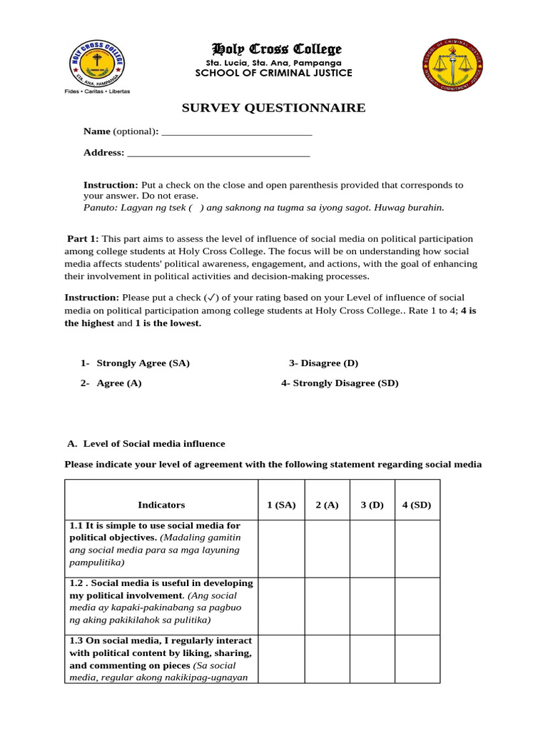 Survey Questionnaires New 2025 | PDF