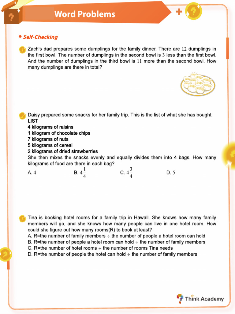 ThinkAcademy PreAlgebra - DAY - 4 Word Problem | PDF