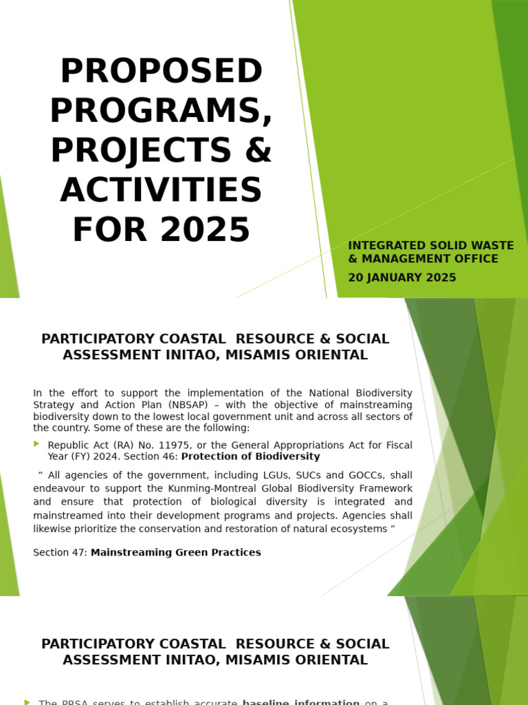 PROPOSED PROGRAMS, PROJECTS & ACTIVITIES FOR 2025 | PDF | Biodiversity ...