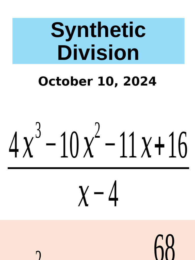 Synthetic Division | PDF