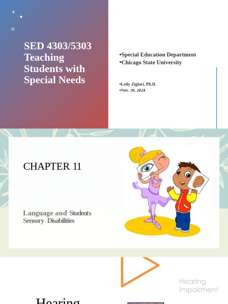 Fall 2024, SED 5403, Chapter 11, Language and Students Sensory Disabilities | PDF | Hearing Loss ...