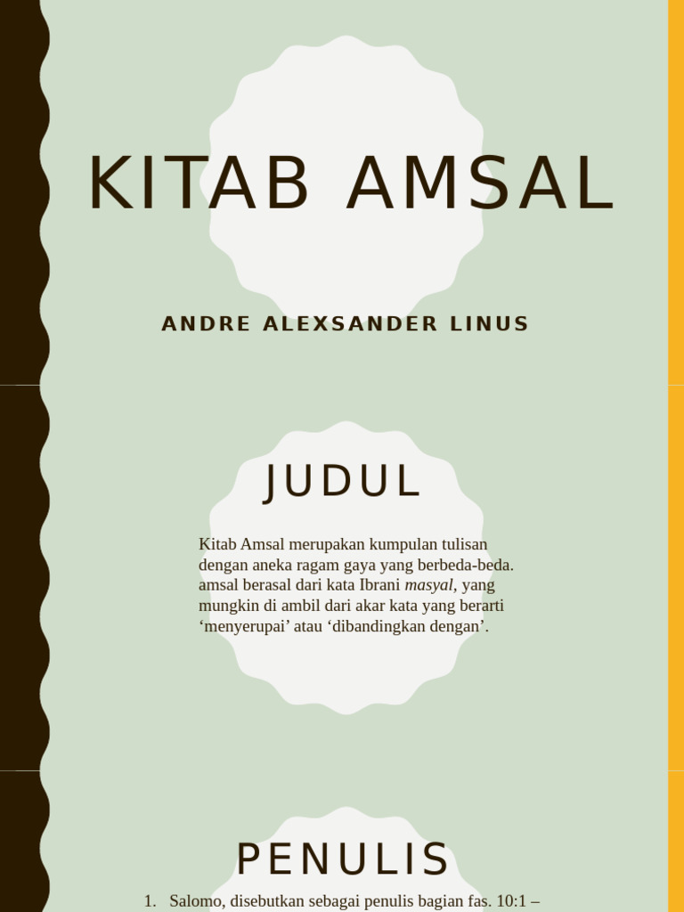 Eksposisi Kitab Amsal Karya Andre Alexsander Linus | PDF