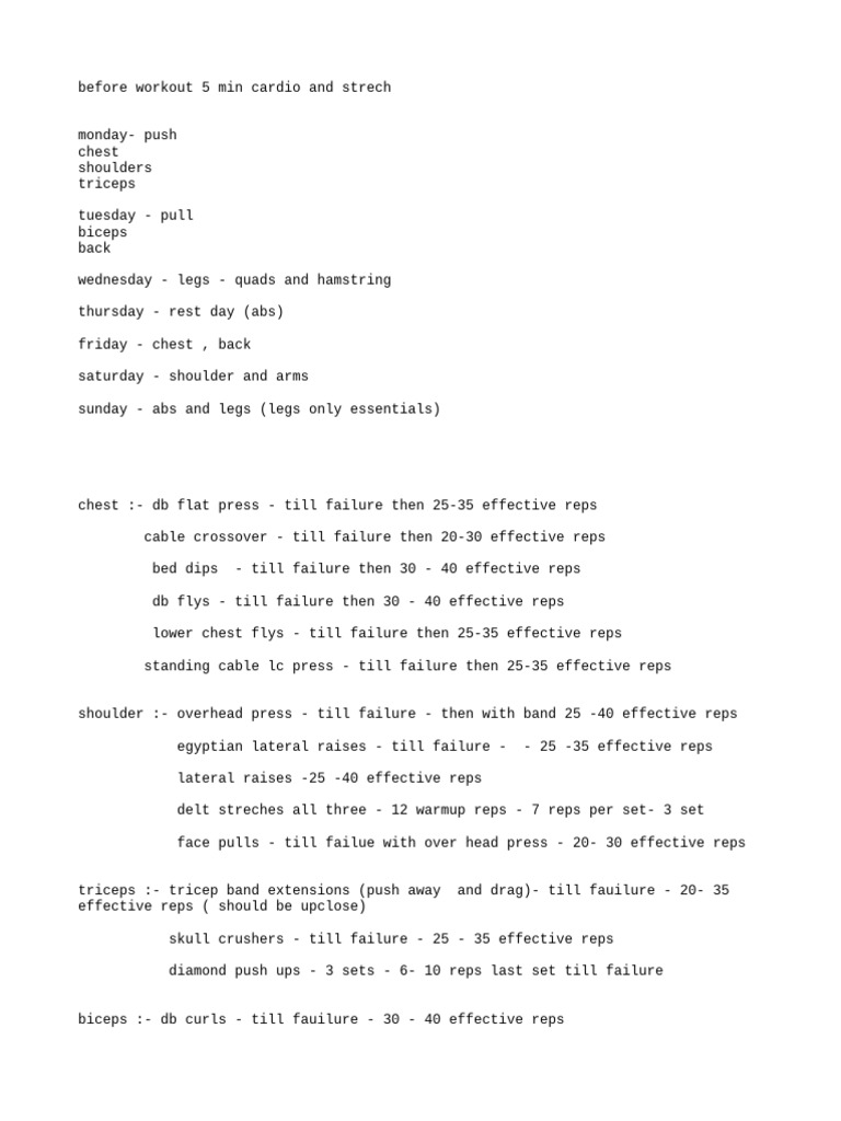 Workout Schedule Pdf Strength Training Weight Training