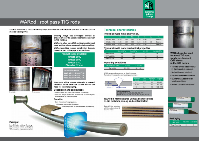 WARod: Economical TIG Root Pass Rods | PDF | Welding | Construction