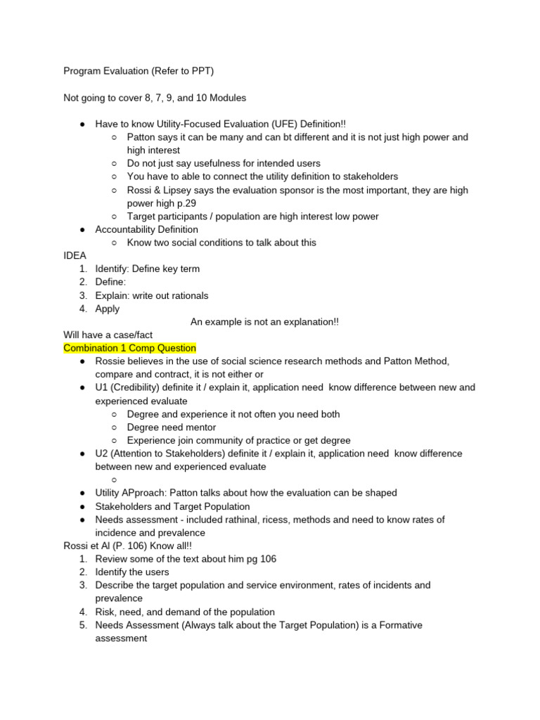 Study Guide Program Evaluation | PDF | Program Evaluation | Evaluation