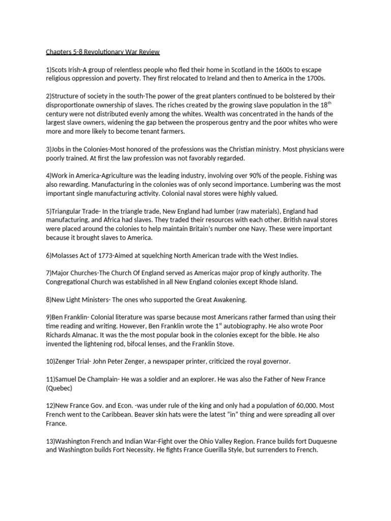 Apush Revolutionary War Review | PDF | American Revolution | George ...