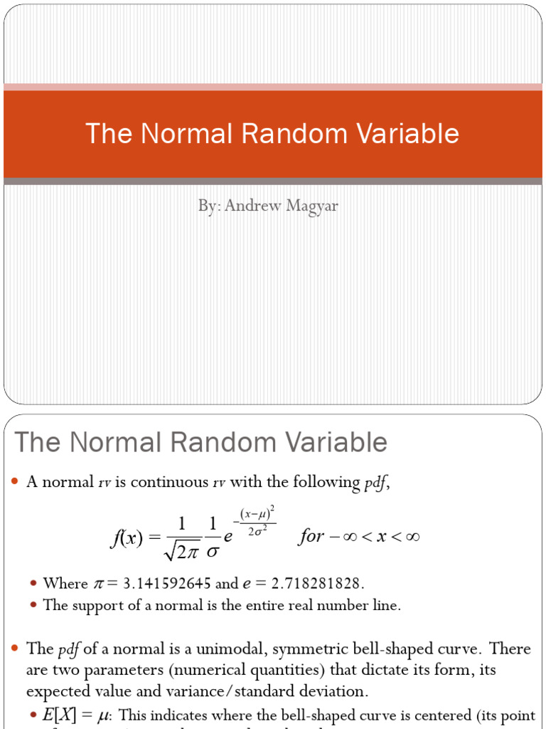 The Normal Random Variable | PDF | Normal Distribution | Probability ...