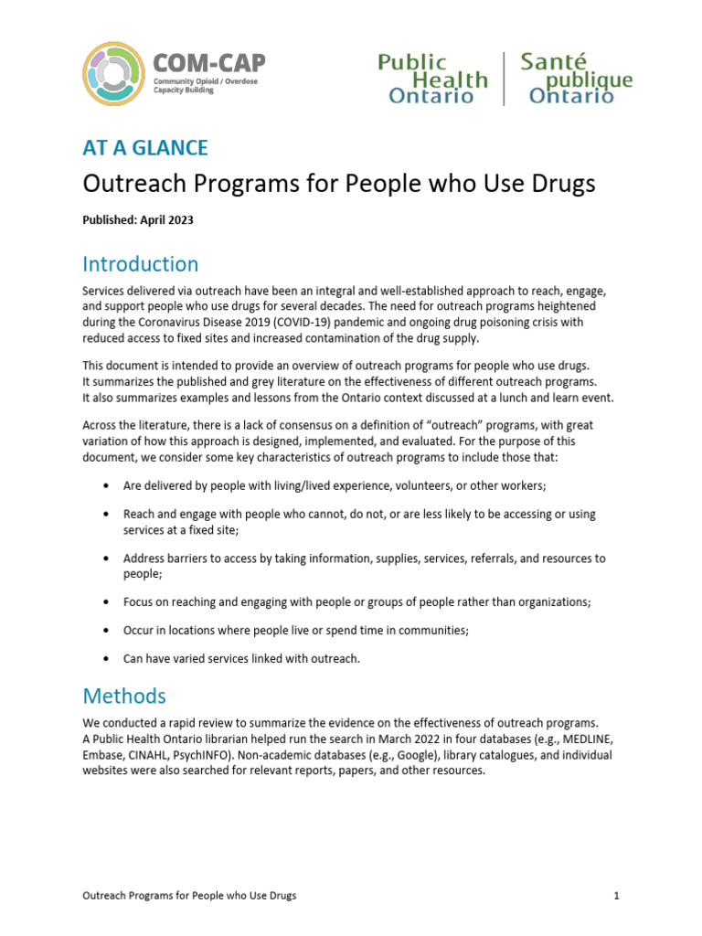 Outreach Programs People Drugs | PDF | Substance Abuse | Substance Use ...