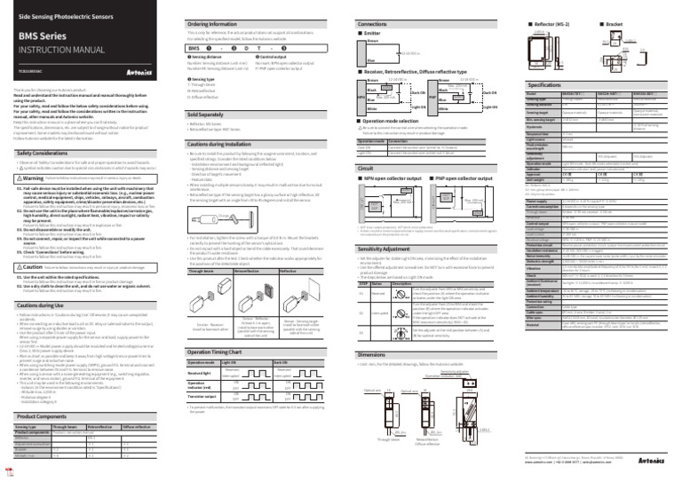 Autonics Sensor Fotoelectrico BMS2M-MDT | PDF | Power Supply | Bipolar ...