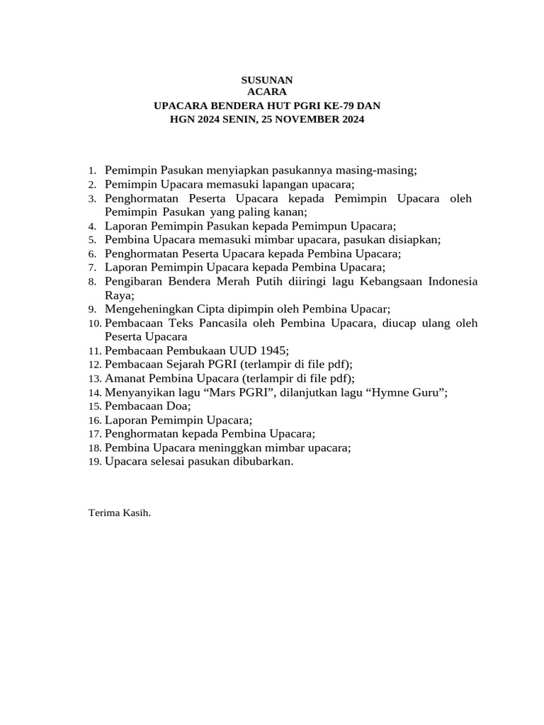 037 Surat Himbauan Upacara HGN 2024 | PDF